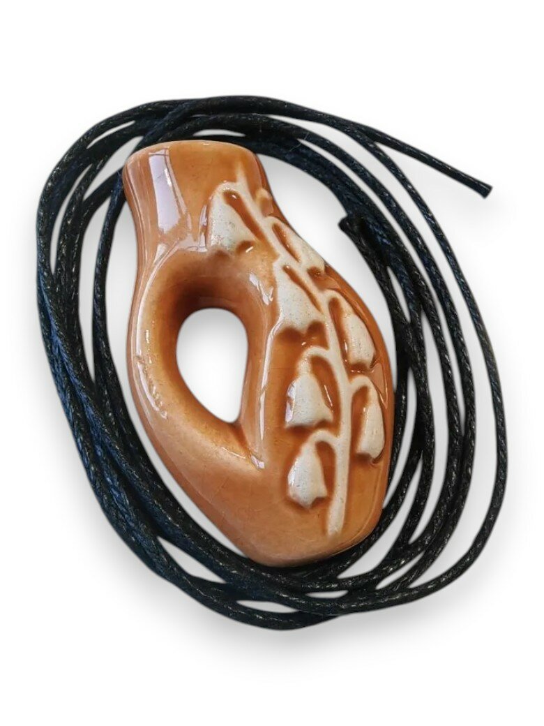 Аромакулон керамический со шнурком кувшинчик С ландышами, коричневый, 1 шт.