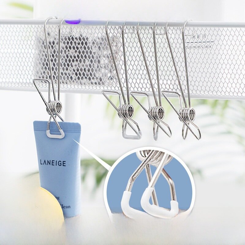 Белые нескользящие стальные зажимы для белья крупного размера из нержавеющей стали набор из 5 штук для носков и рубашек