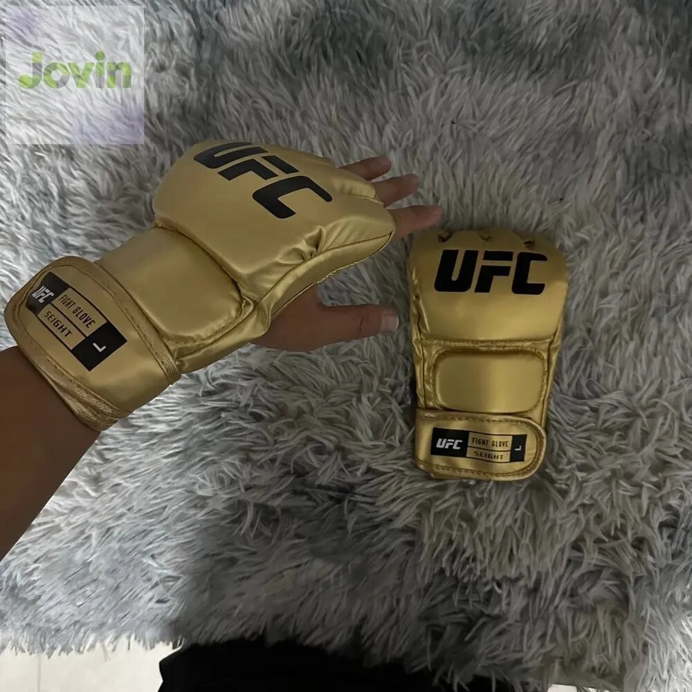 UFC золотые боксерские перчатки для тренировок и соревнований, размер L, для мужчин и женщин — фото 1
