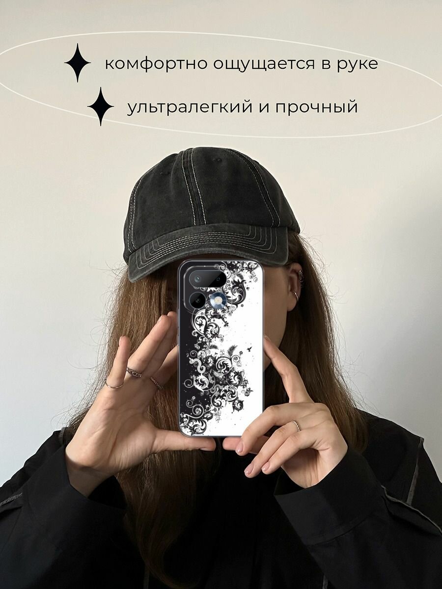 Чехол на Realme 16 Pro / Реалме 16 Про с принтом Черно белый узор — фото 1