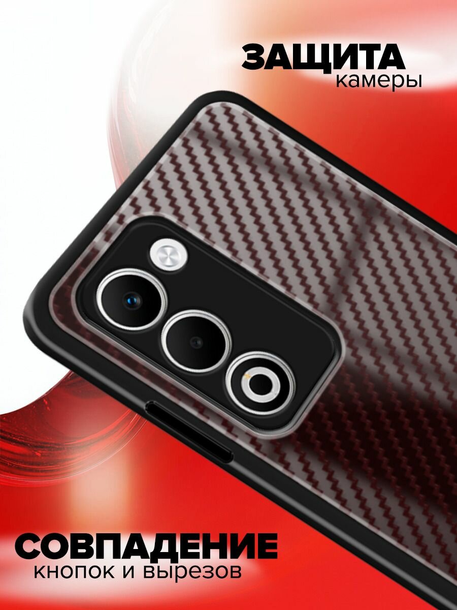 Чехол на Oppo A5 (2025) Global/A5i Pro / Оппо A5 (2025) Глобал/A5i Про с принтом "Красный карбон зигзаг"