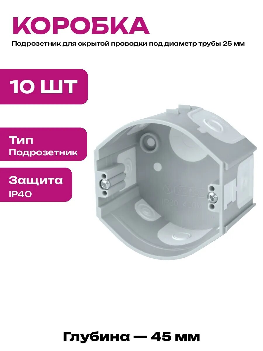 Коробка для электромонтажа в полые стены и гипсокартон IP40