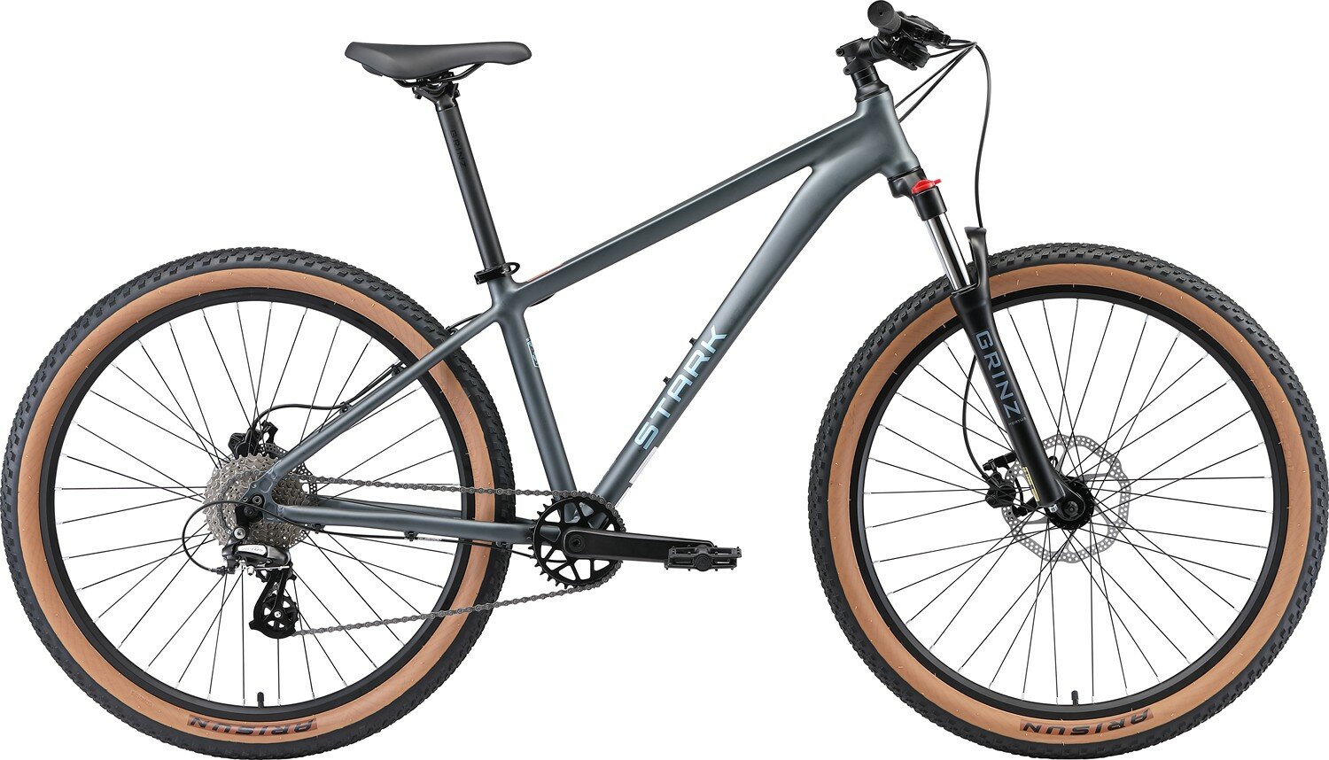 Велосипед горный Stark Indy 27.1 HD (2026), алюминиевая рама, размер M, цвет Темно-Серый Матовый/Серо-Голубой