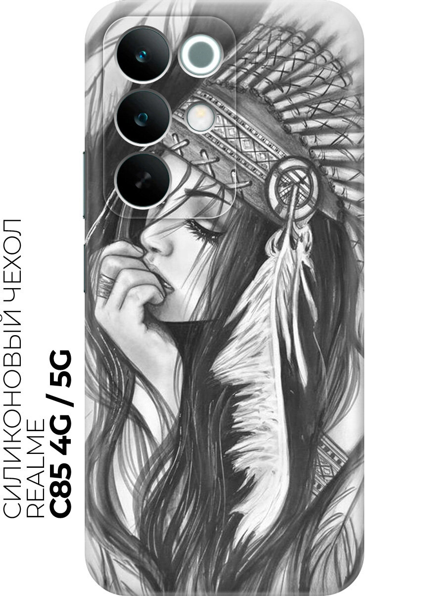 Силиконовый чехол на Realme C85 4G / 5G с принтом "Эскиз девушки"
