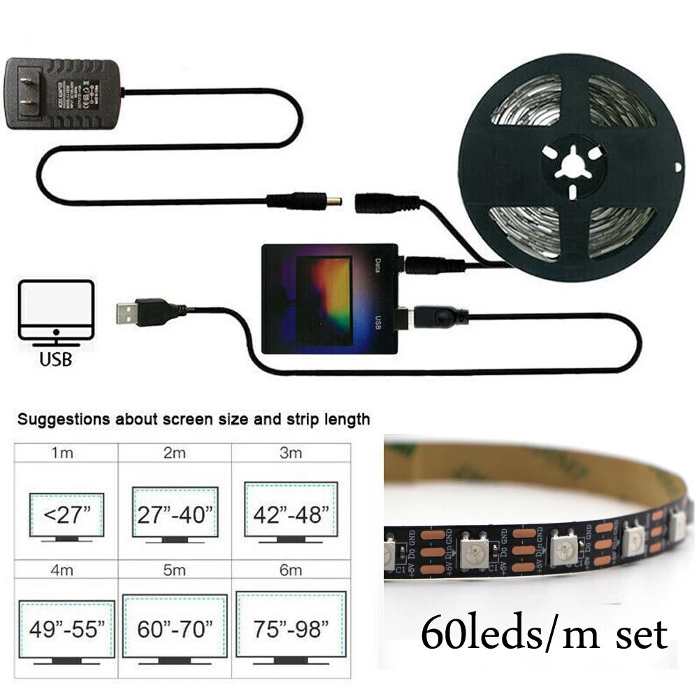 RGBIC светодиодная лента 3M, UK plug, 60led-m strip set