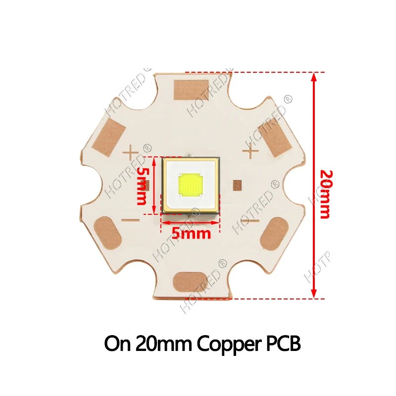 Светодиод HotRed SFT-40 20Вт, 5x5мм, медная PCB