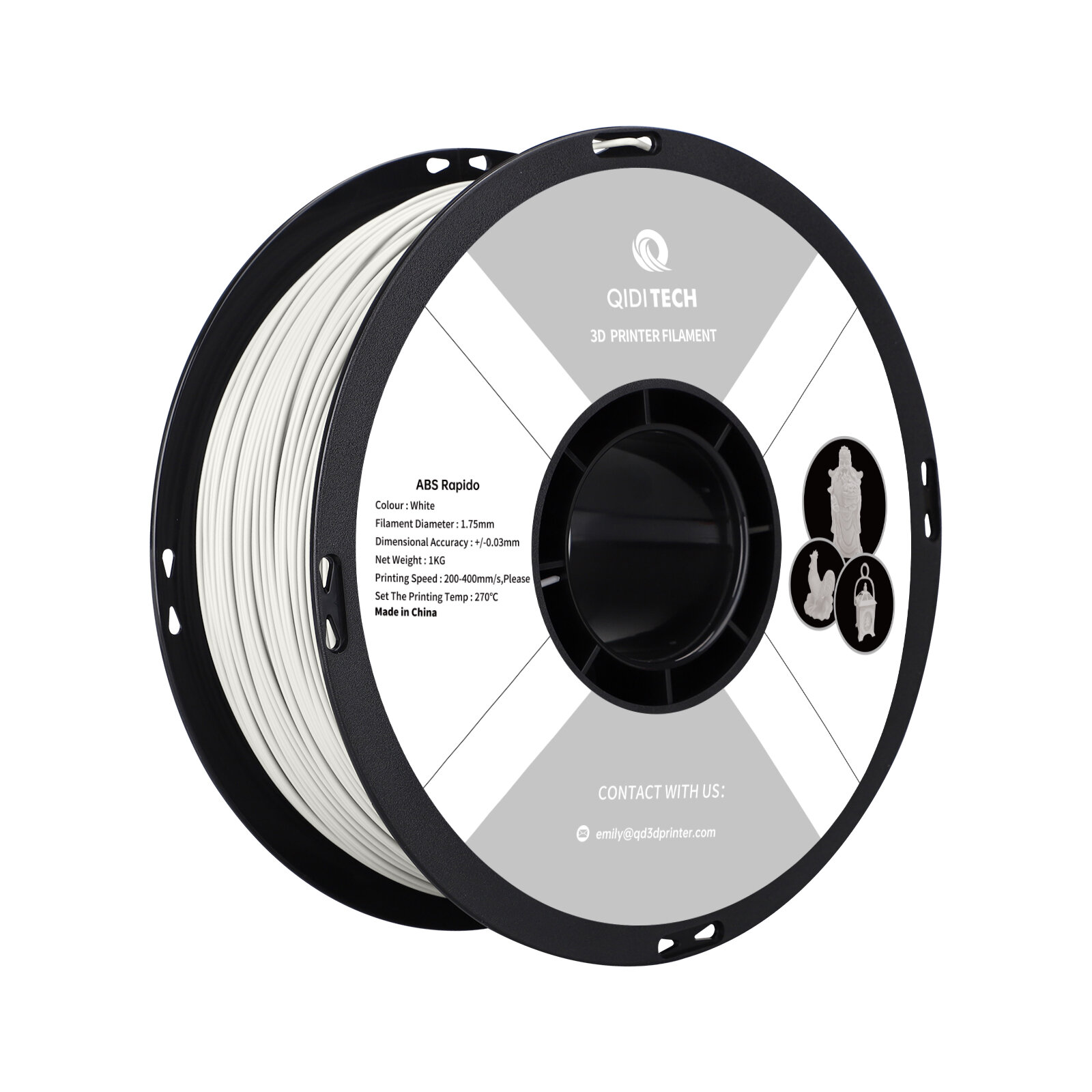QIDI TECHNOLOGY ABS Filament 1.75mm, Suitable for High Speed Printing, 1 KG Spool