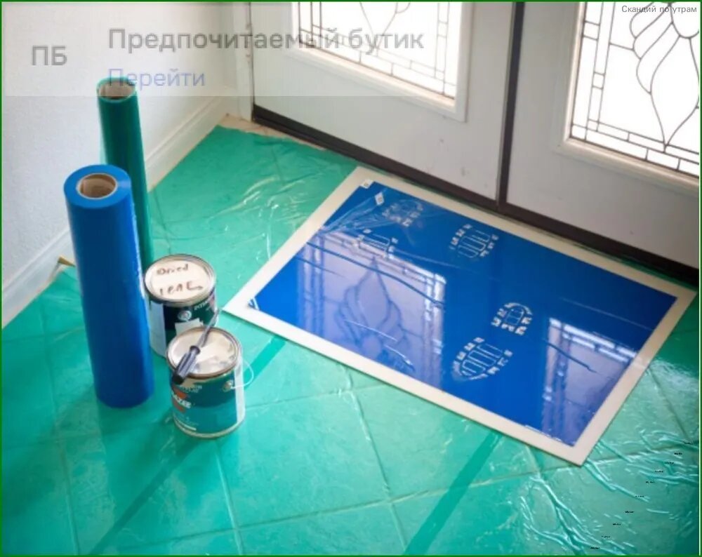 Ковер придверный 60x90 см антибактериальный синий, 1 шт, 30 слоев, для прихожей — фото 1