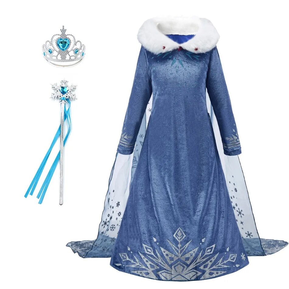 Детское платье Эльза, костюм Снежной королевы, Size 130, Dress Set 05