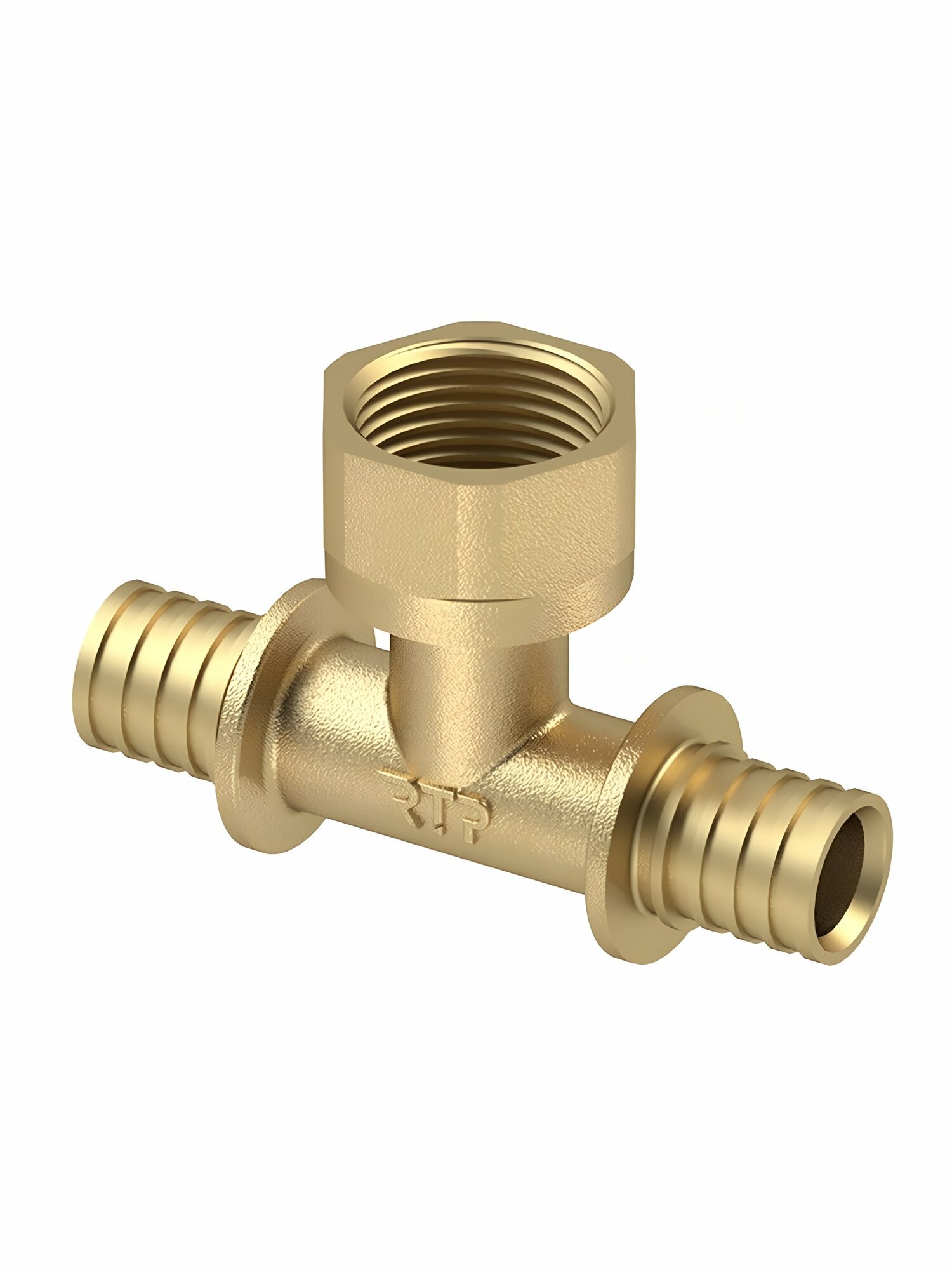 Тройник РосТурПласт 20х1/2' с внутренней резьбой, латунный фитинг для сантехники и теплого пола, артикул 28331