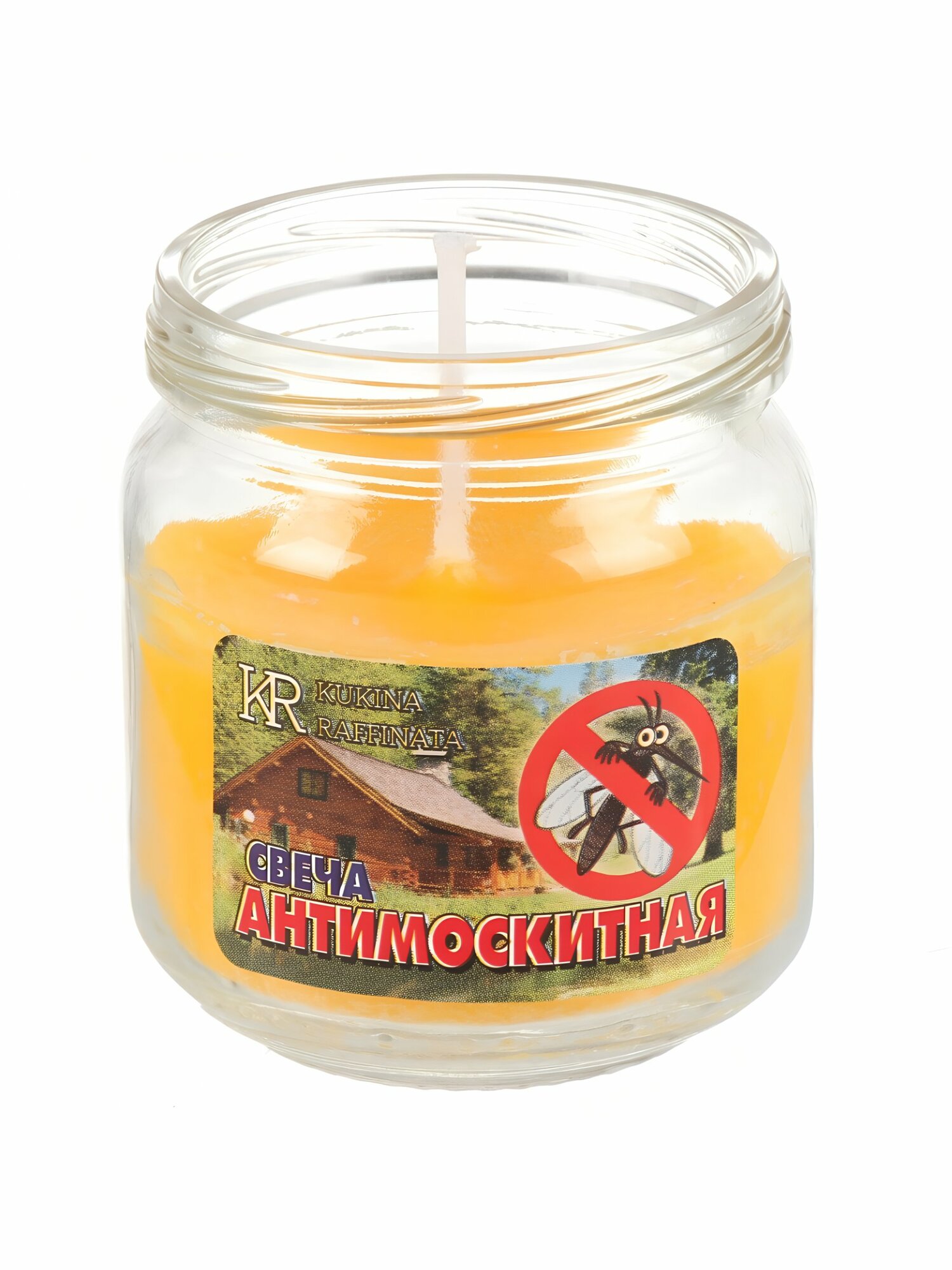 Свеча антимоскитная Kukina Raffinata в стеклянной банке 80 мл, эффективный репеллент от комаров и москитов для дачи и дома