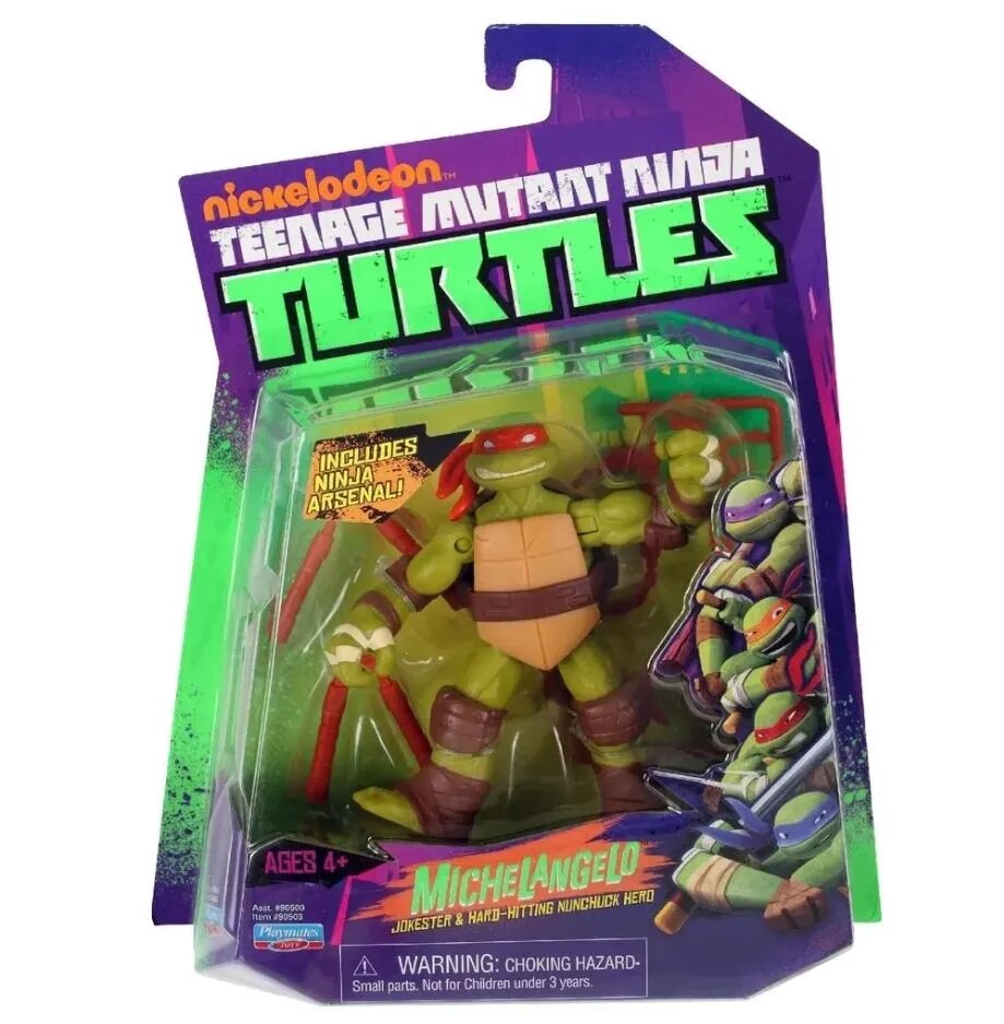 Фигурка Teenage Mutant Ninja Turtles Michelangelo с аксессуарами - ниндзя арсенал, ABS пластик, для мальчиков