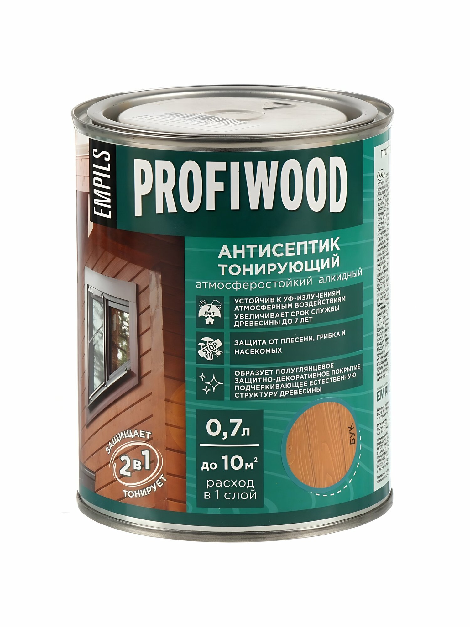 Антисептик Profiwood, для дерева, тонирующий, бук, 0.6 кг