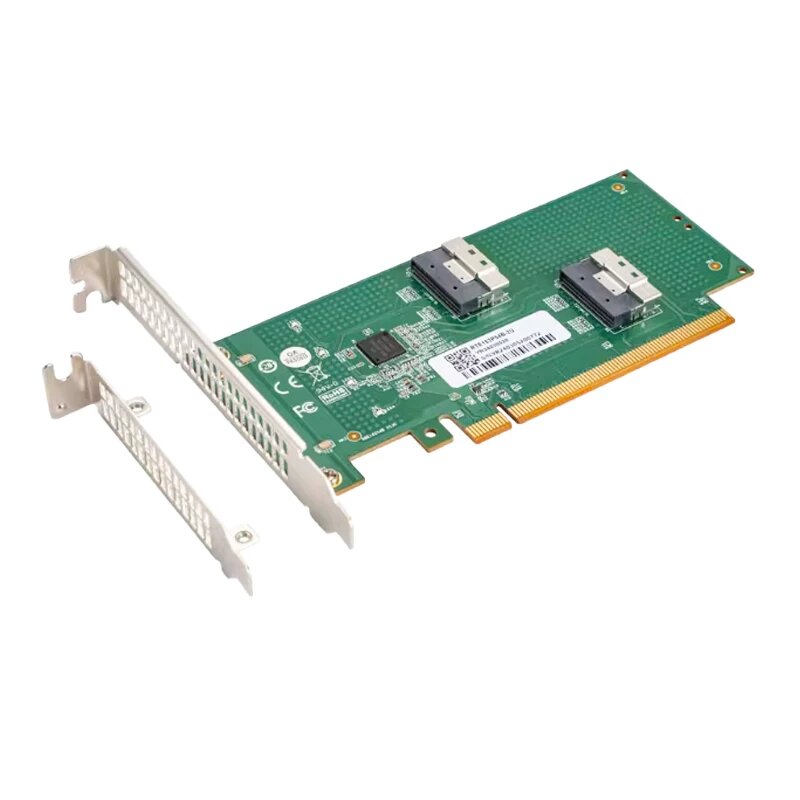 2U PCIe x16 Двойной SFF8654 Адаптер для расширения видеокарты, совместимость с SlimSAS