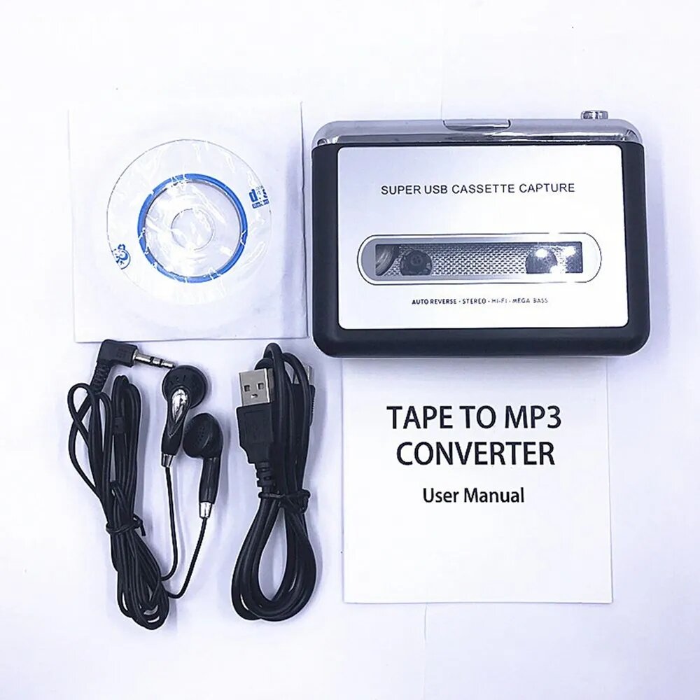 Магнитола для конвертации кассет в MP3, USB-кабель, работает с ноутбуками — фото 1