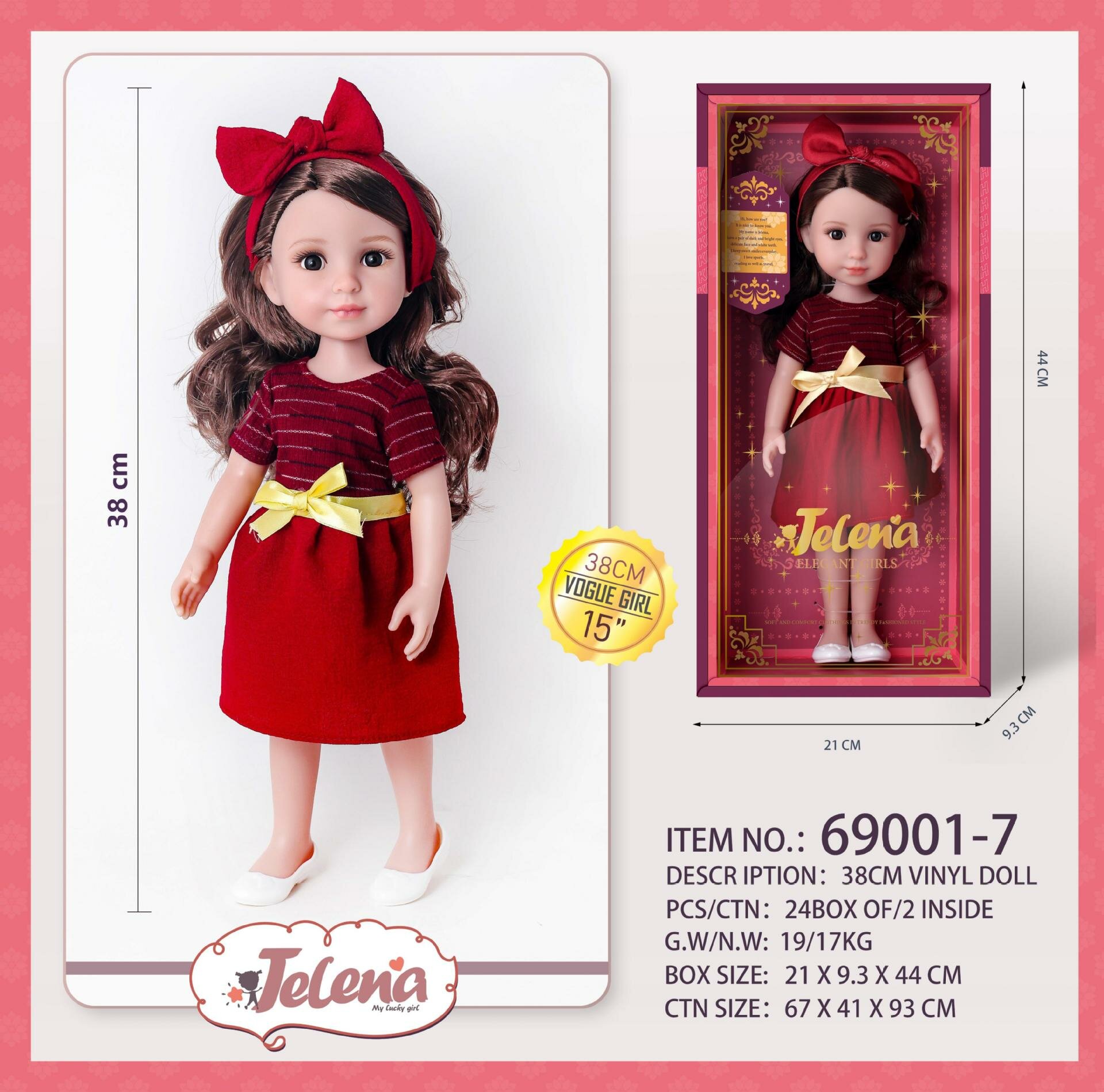 Новая 15-дюймовая экологически чистая виниловая кукла-игрушка Елена Juguete Игрушка