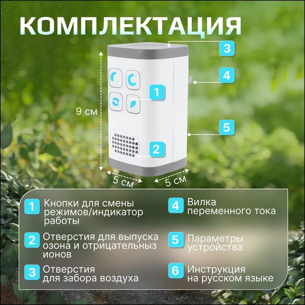 Озонатор ионизатор воздуха, устраняет неприятные запахи, борется с аллергией, для помещений, белый — фото 1