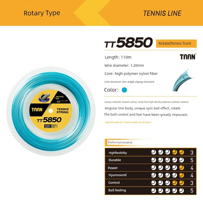 Taan TT5850 теннисная струна 110м 1.2мм жесткая тиффани-синяя для соревнований