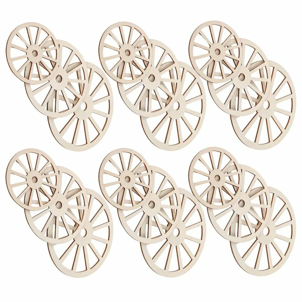 Набор из 60 деревянных колес для декора, неокрашенных, для творчества и украшения дома