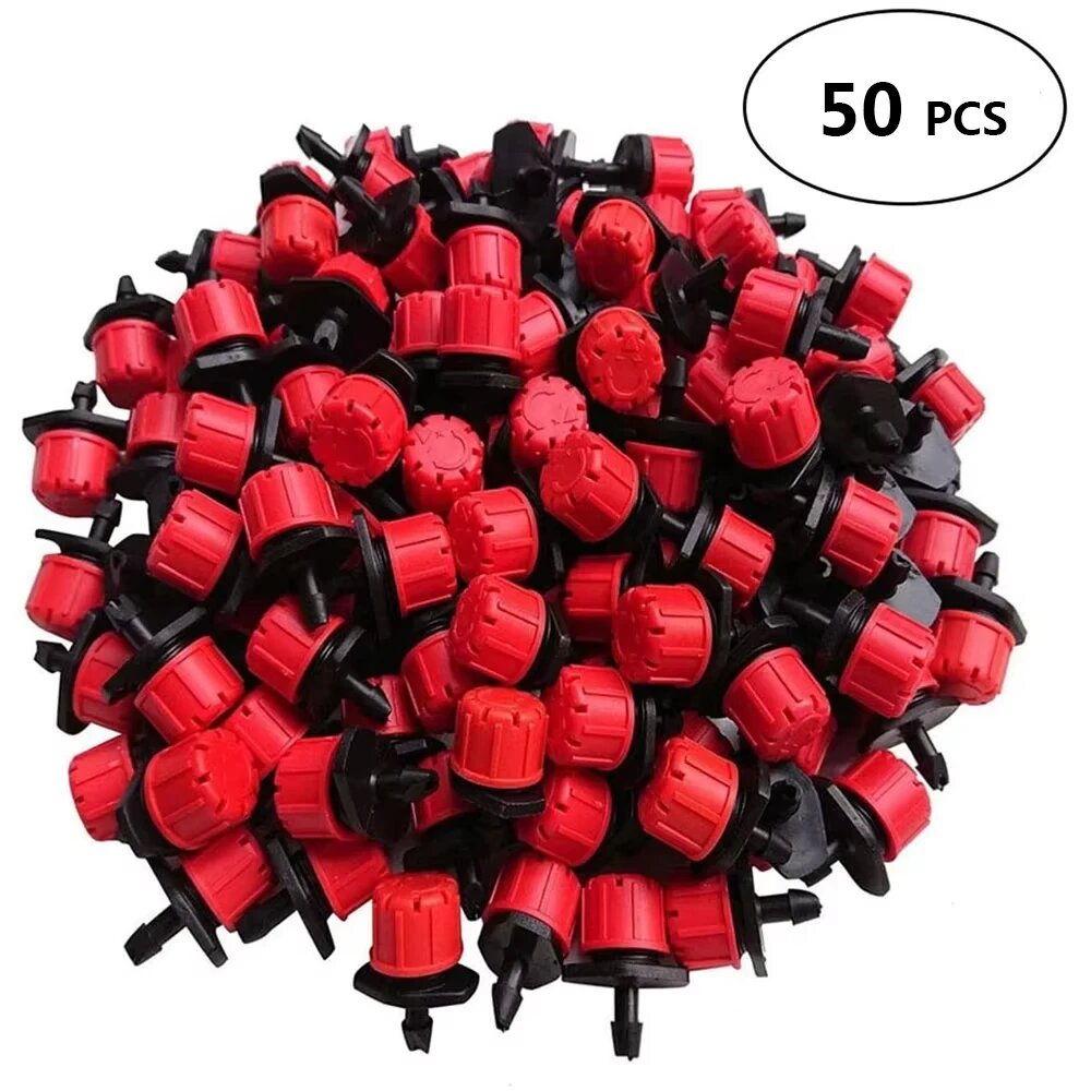 Регулируемые форсунки для капельного орошения 1/4 дюйма Красный, 50Pcs
