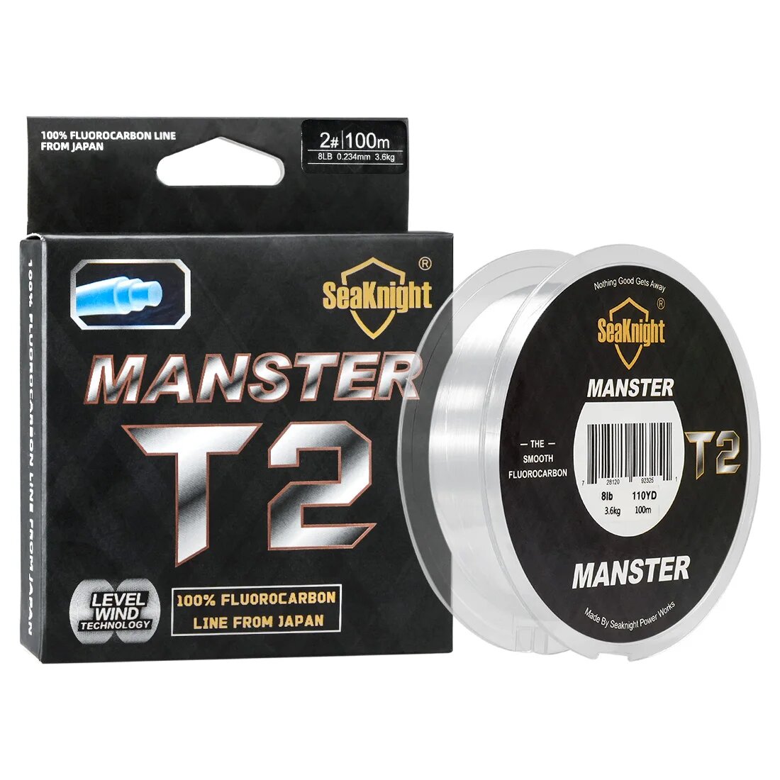 SeaKnight Monster T2, флюорокарбон 100м, 0.234mm, 8LB, цвет 8LB