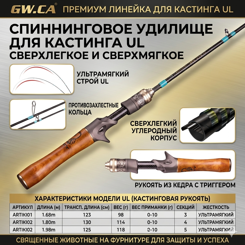 Спиннинг Охотник на Демонов ультралайт 1.98м (1.37-1.99м) карбон форель голавль. Прямые и кистевые модели в наличии