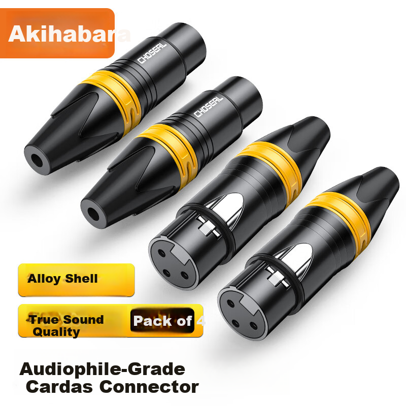 CHOOSEAL Соединитель XLR женского типа с алюминиевым корпусом 4 шт. для микрофона Модель：Алюминиевый шероховатый