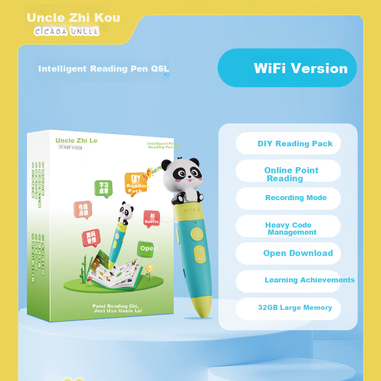 Ручка для чтения Zhiliaoshushu CICADA UNCLE Q5L с книжкой-поделкой для детей 3-6 лет с ИИ-обучением Цвет：32G