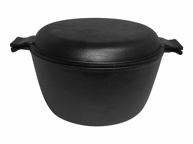 Кастрюля-казан MALLONY, 3 л, 20 см, из чугуна, с крышкой-сковородой