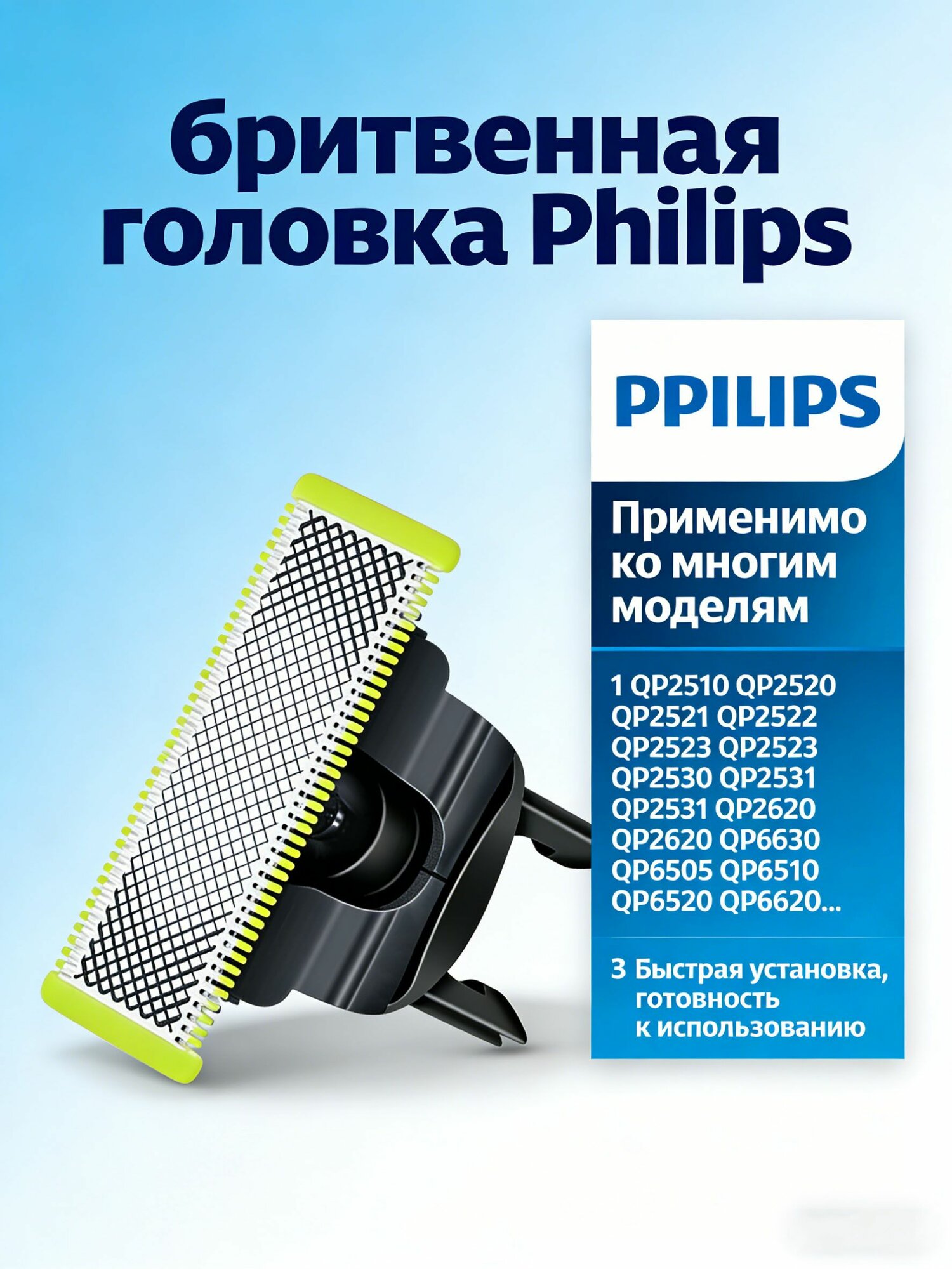 Сменное лезвие для бритвы P hilips O neBlade QP1424/10