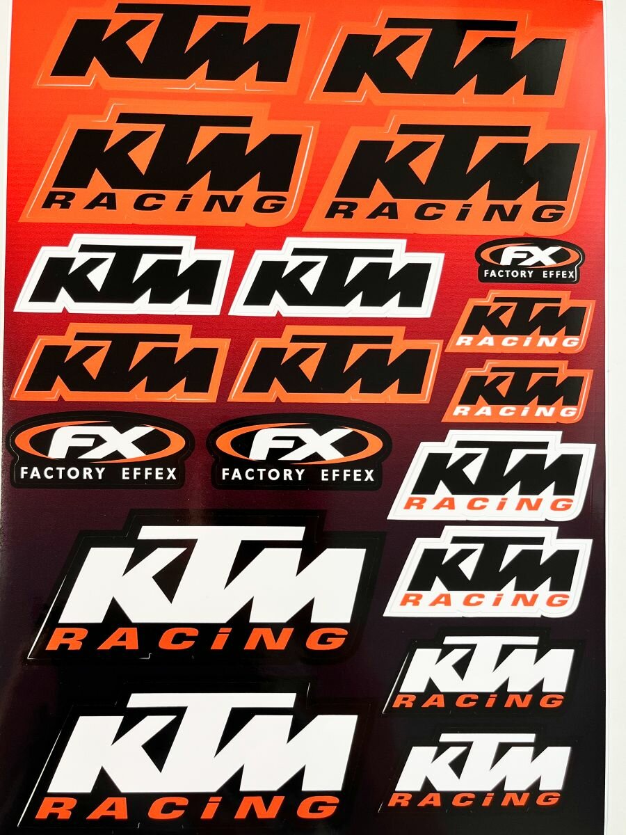 Наклейки на машину, мотоцикл КТМ 250х350мм. КТМ стикеры на питбайк, для эндуро