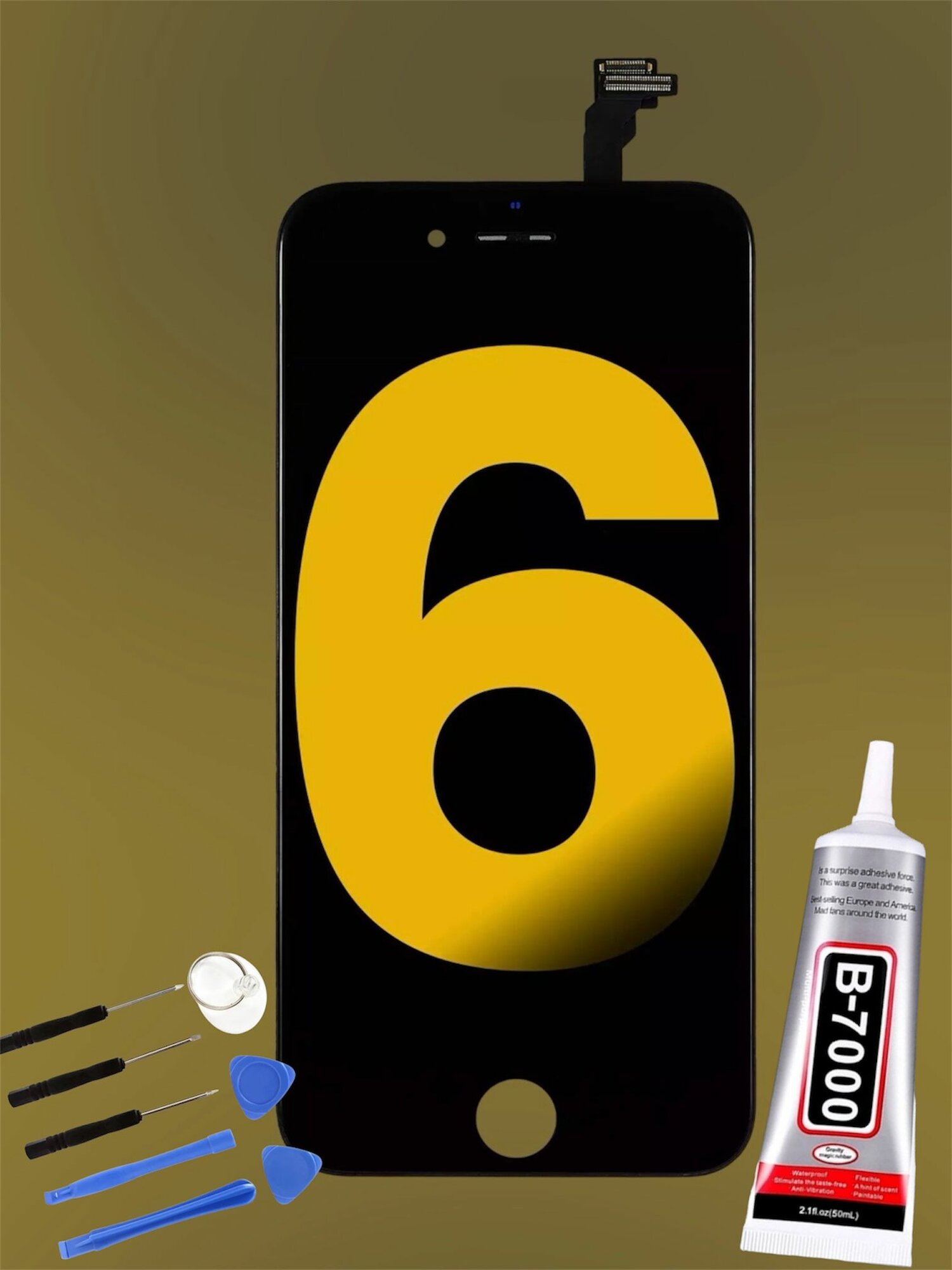 Дисплей для iPhone 6 черный с тачскрином + клей