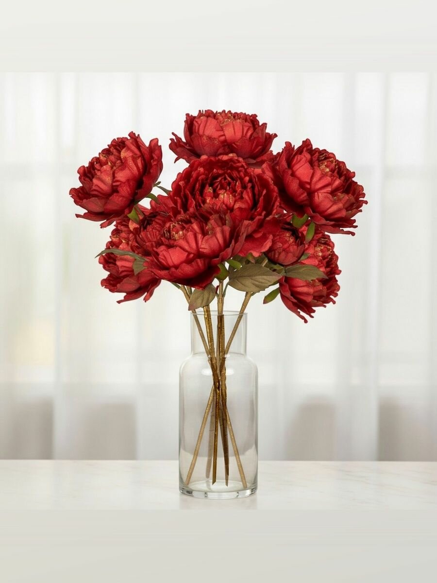 Букет Пионов 7шт "FLOWERS GLAMOUR" 60см красные
