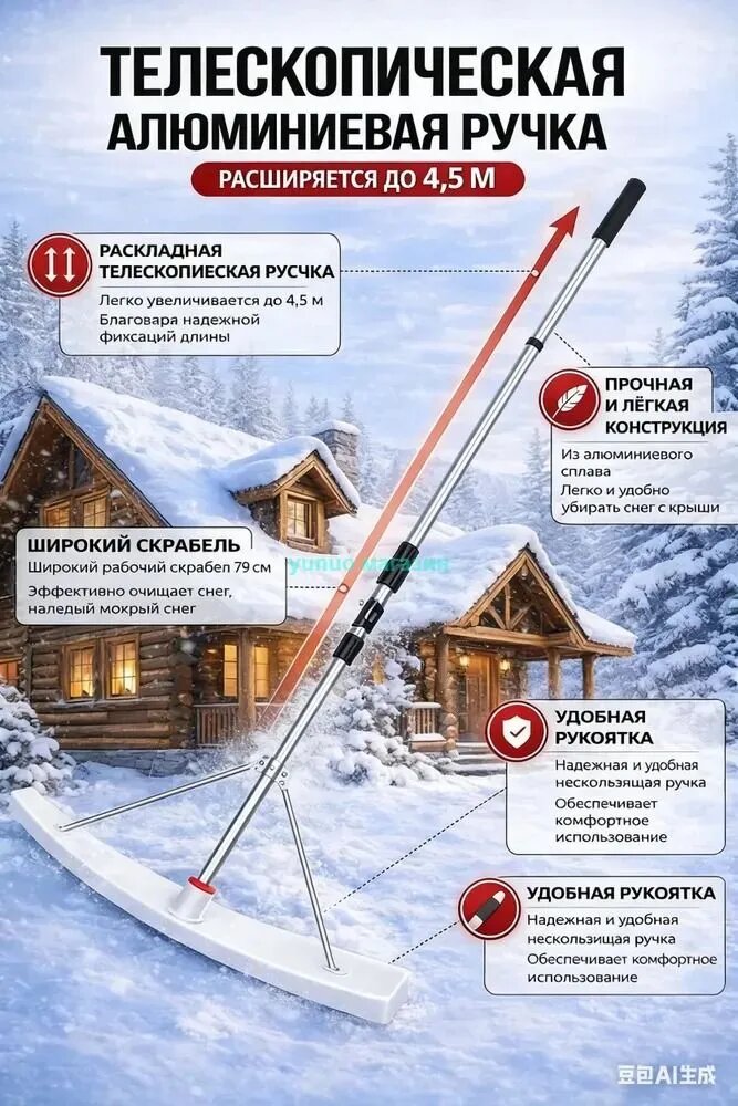 YUNUOJIA Скрепер для уборки снега металлический 79 см