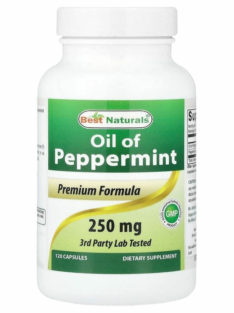 Масло перечной мяты, 250 мг, 120 капсул, Best Naturals