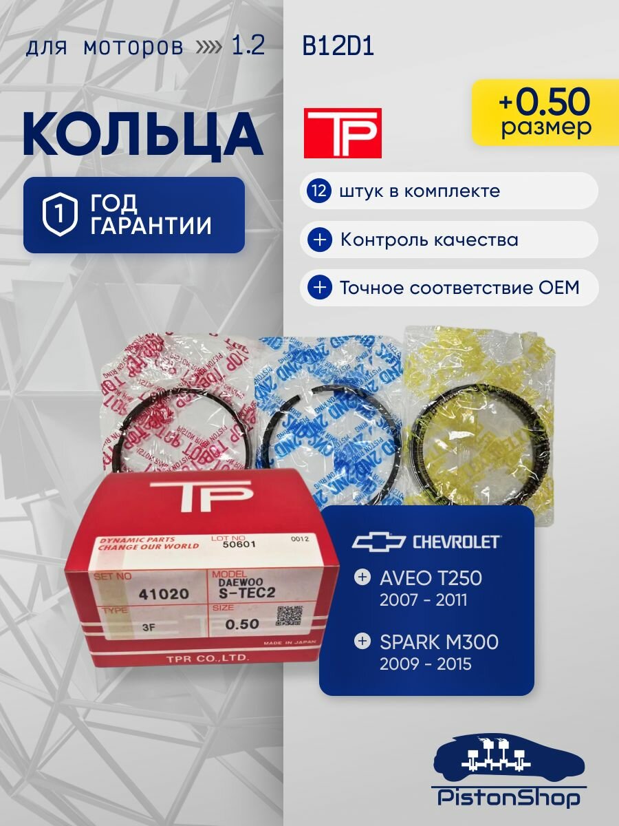 Кольца поршневые +0.50 B12D1 TP