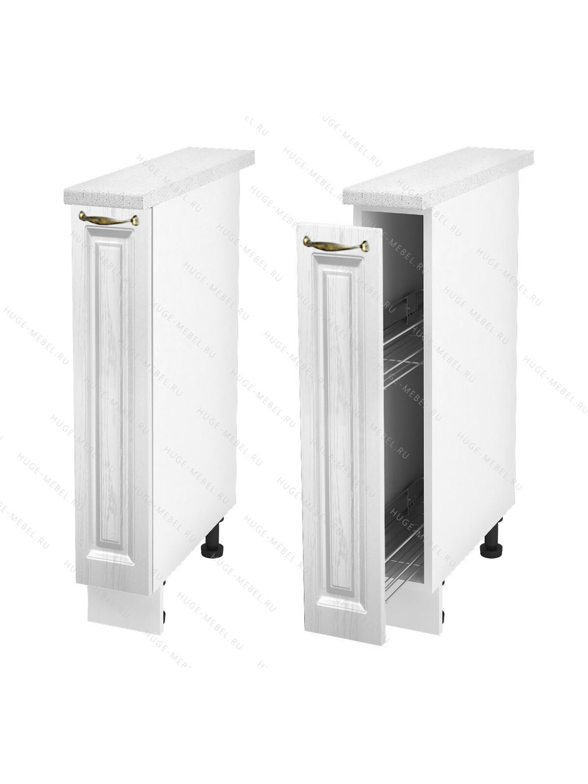 Нижний кухонный шкаф бутылочница 200 Мария (белый) Huge Mebel. Ширина 200 Высота 820. Модули кухонные нижние