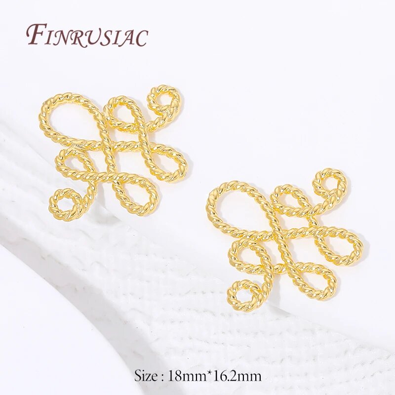 FINRUSIAC Позолоченные шармы-соединители китайские узлы для бижутерии 6 pieces, 18K Gold Plated