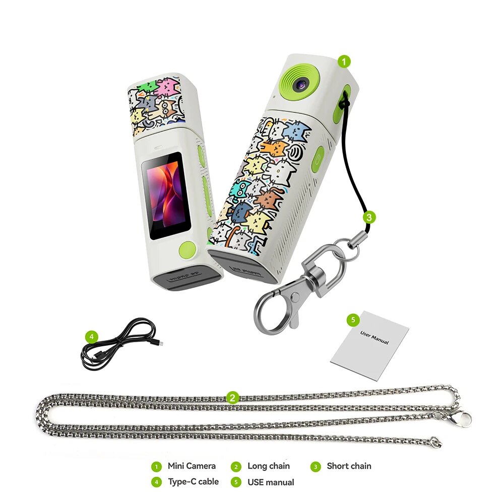 EOENKK Мини-видеокамера G10 2026 Camera Add 8G, Белый, White