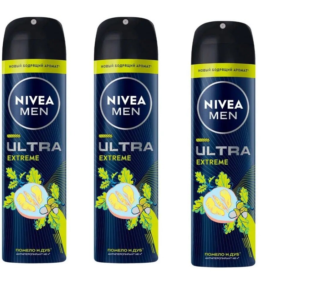 Дезодорант-антиперспирант Nivea Men спрей для тела Ultra Extreme, 150мл 3шт