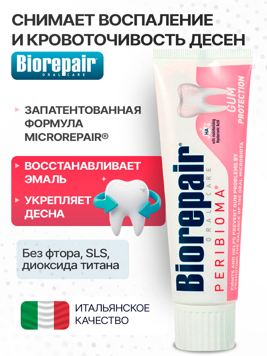 Зубная паста Biorepair Peribioma Gum Protection для защиты десен, 75мл