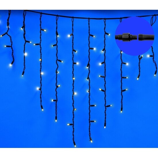 Бахрома светодиодная Uniel ULD-B3007-200/TBK WARMWHITE-WHITE IP67 с эффектом мерцания, 3м. Соединяемая. 200 светодиодов. Теплый белый и белый свет. Провод черный, UL-00009924