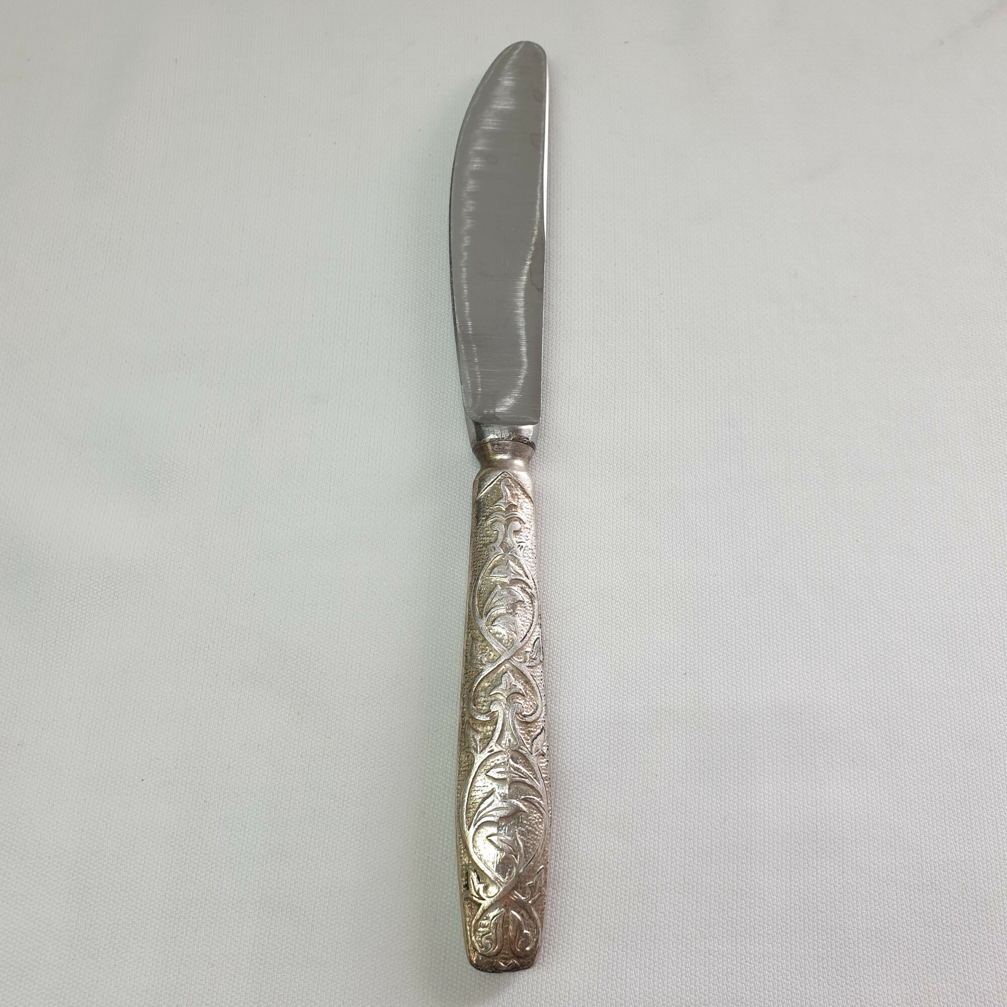 Винтажный столовый нож Хмель, РМЗ мельхиор. СССР