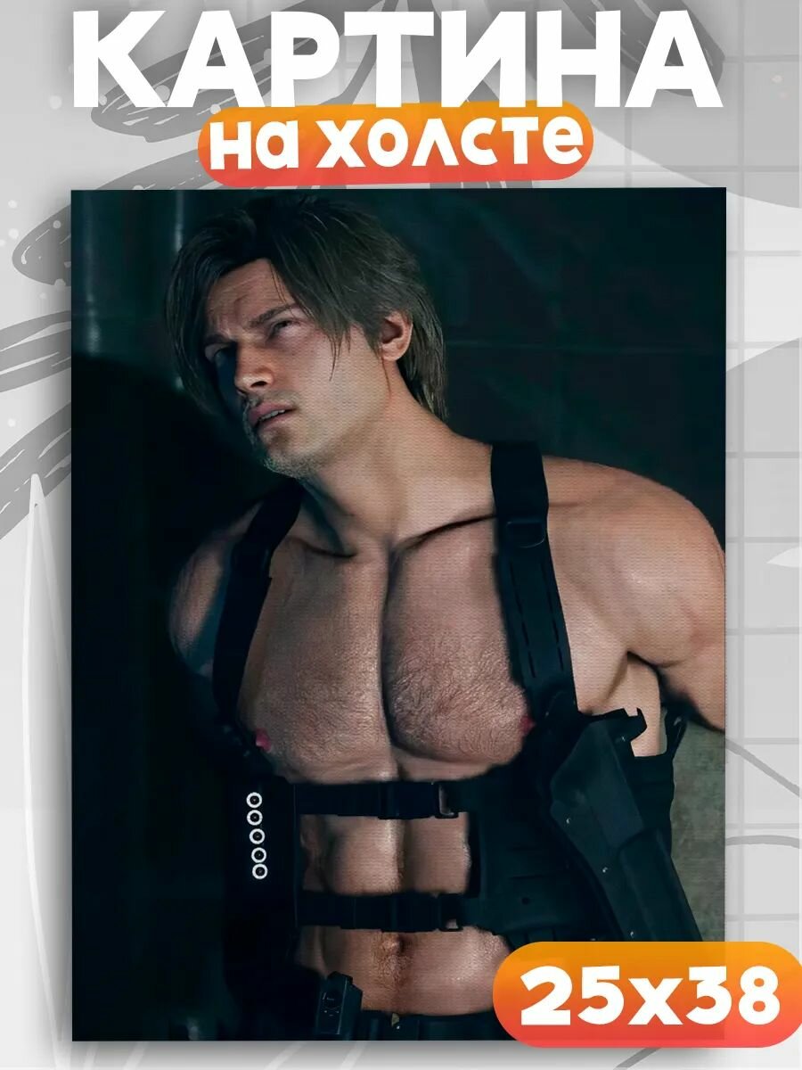 Картина на стену Resident evil Леон кеннеди, на подрамнике, 1шт, 38х25 размер.