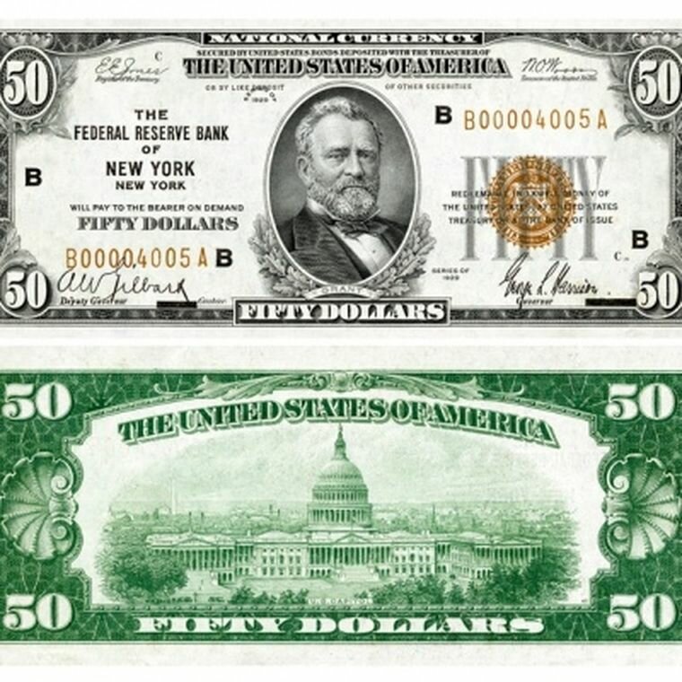 50 долларов 1929 года США, копия