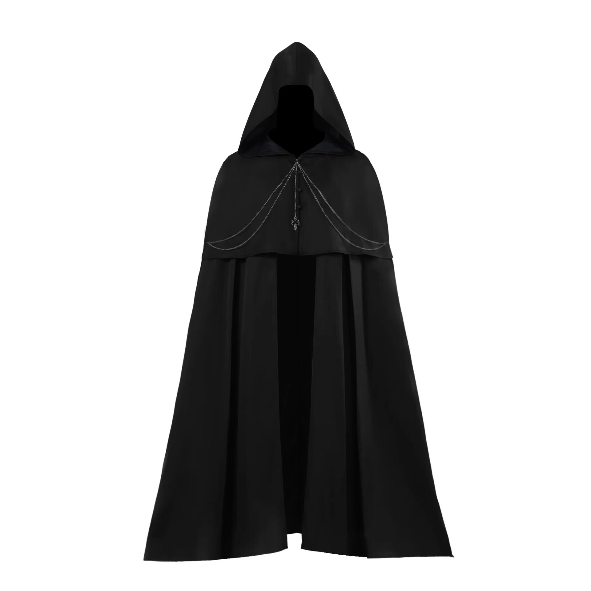 Черная накидка с капюшоном, XL