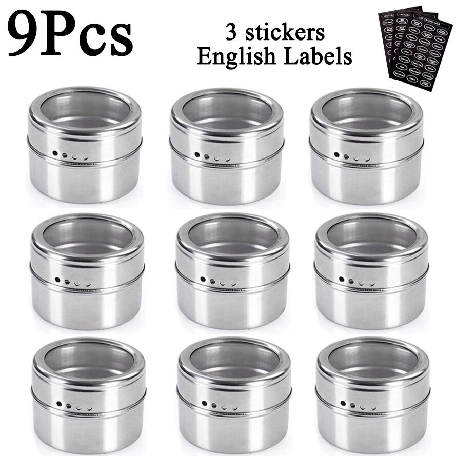 Магнитные банки для специй из нержавеющей стали Серебряный, Package C