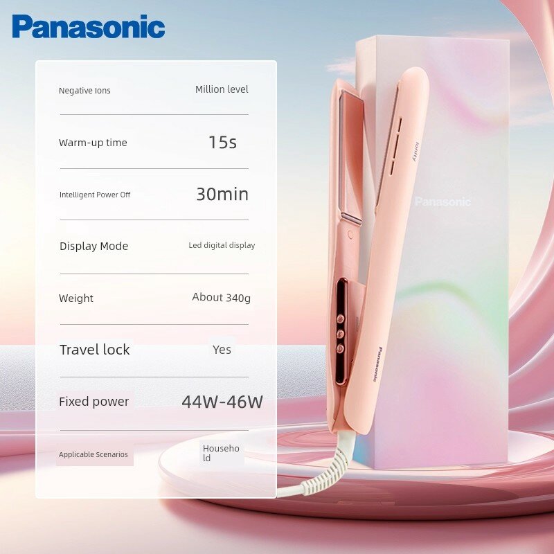 Выпрямитель и плойка для волос Panasonic, портативный утюжок двойного назначения с отрицательными ионами, не