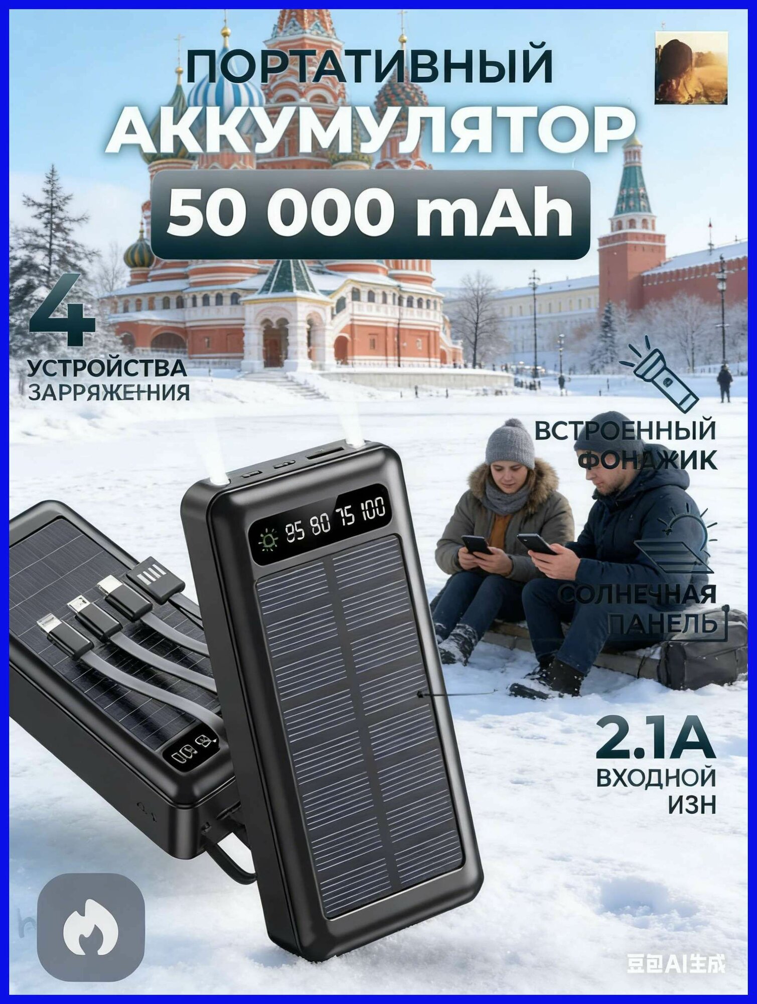 Мощная солнечная зарядная станция 50000 мАч надежный источник питания для ваших устройств в походе и путешествиях