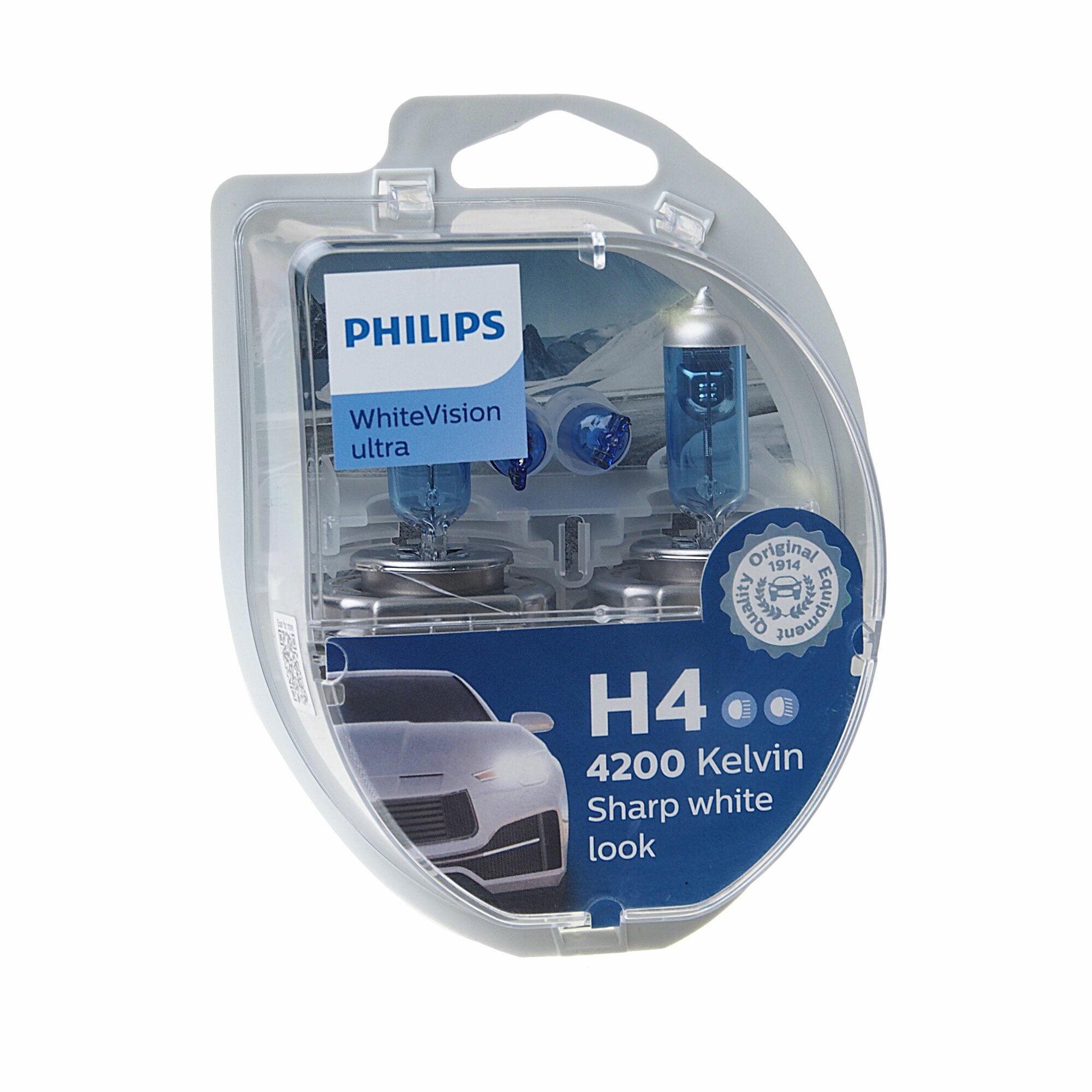 Автолампа H4 60/55W P43t-38 WhiteVision ultra 4200K 12V 2шт+2шт